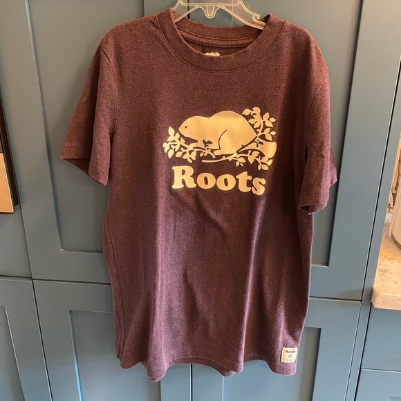 Roots | Tops | Roots Womens Xs Xsmall Tshirt Short Sleeve Heathered Purple Beaver Logo Soft ...